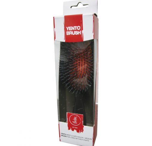 YENTO – מברשת שיער זיפים חזיר 100% טבעי בוגר וניילון M | PETPRO - פטפרו