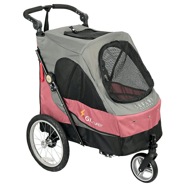 Petstro Safari - עגלה לכלבים 3 גלגלים Petstro 3-Wheel Buggy Grey/Pink ...